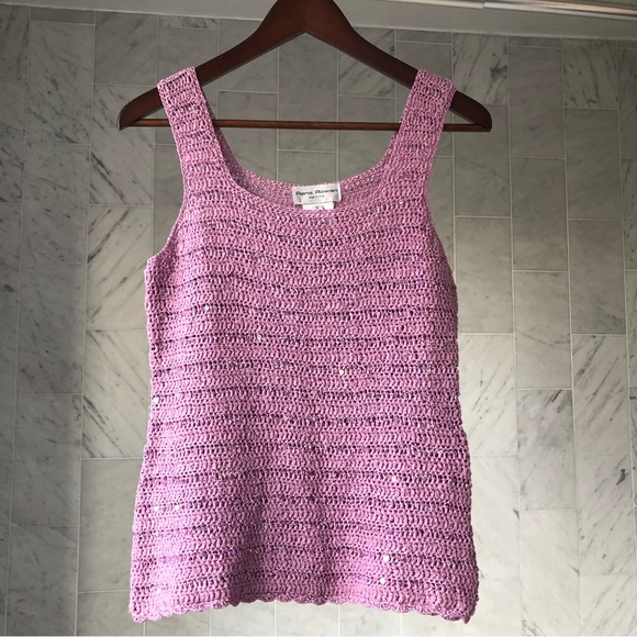 Rena Rowan | Tops | Rena Rowan Petite Purple Crochet Tank With Sequins ...